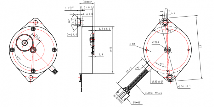 Casun 52mN.M Pancake Stepper Motor 1.8 Degree 2.5V Hybrid Stepping Motor CE