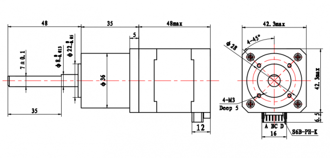 42x42x48mm NEMA 17 Geared Stepper Motor 2 Phase 3.6V RoHS Barcode Printer