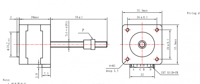 0.4Amp NEMA 14 Hybrid Stepper Motor Tr5*1 P1 Micro Step Motor For ...