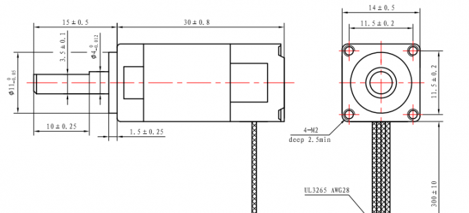 14*14mm 2 Phase Nema 6 Bipolar Stepper Motor For Teleconferencing Equipment