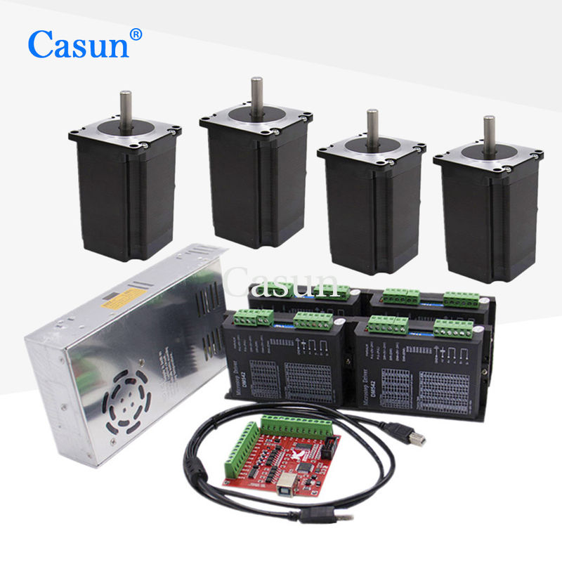 Nema 23 CNC Kits 4 Axis 12N.M Stepper Motor Driver Power Supply Mach3 ...