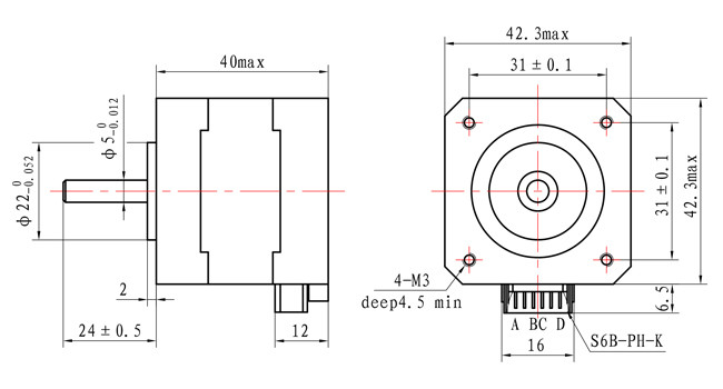 Casun 42mm NEMA 17 Hybrid Stepper Motor 12V 350mN.M For CNC Robot
